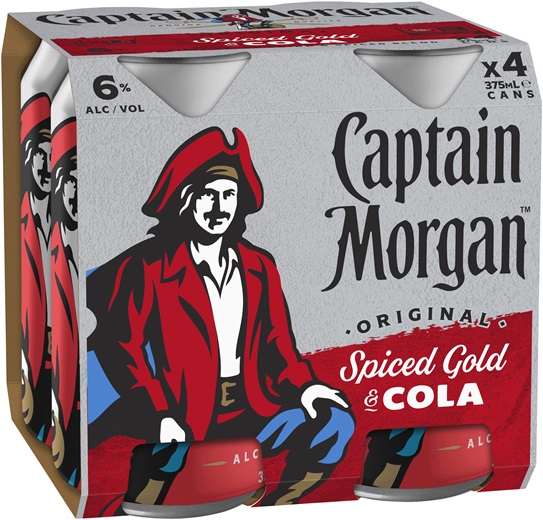 Captain Morgan Spiced Rum & Cola Can 6% 375mL | First Choice Liquor Market